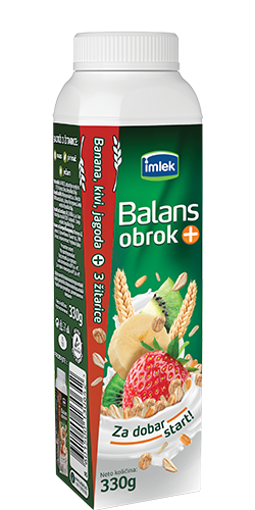 Jogurt Balans+ Obrok Banana, Kivi, Jagoda, Žitarice 330g