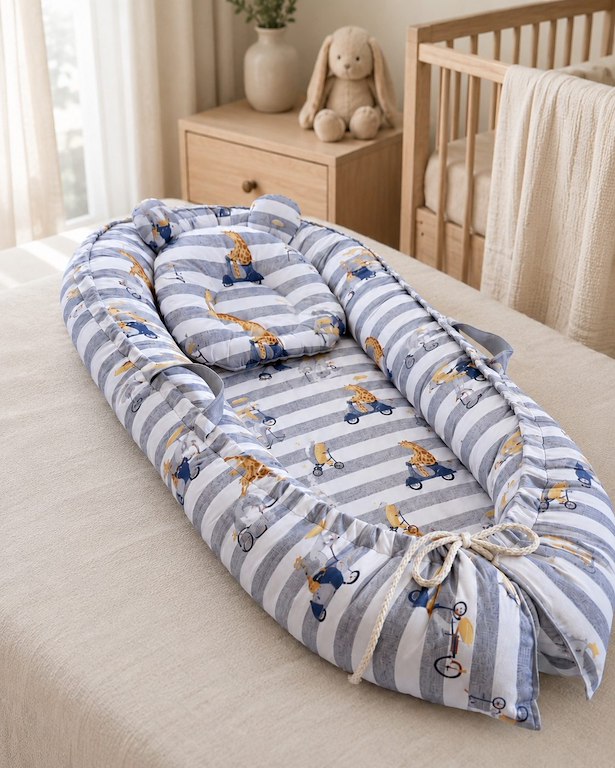 Gnezdo za bebe – premium sivko prugić