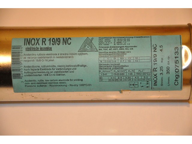 ELEKTRODE  `INOX` 19/9 NC Fi 3,25