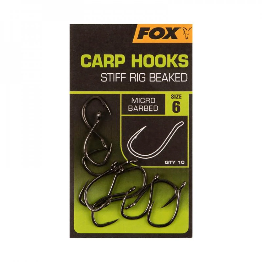 FOX CARP HOOKS-STIFF RIG BEAKED 6