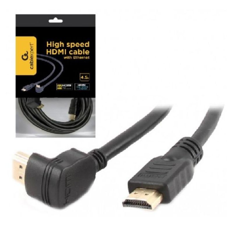 CC-HDMI490-15 Gembird HDMI kabl 4K UHD, Ethernet, konektor pod uglom 90 stepeni 4,5m