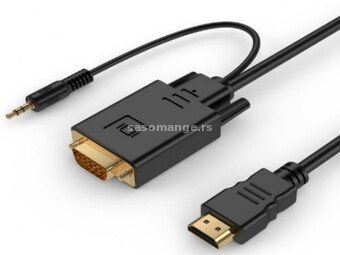 A-HDMI-VGA-03-6 Gembird HDMI to VGA and audio adapter cable, single port, 1,8m, black 19628