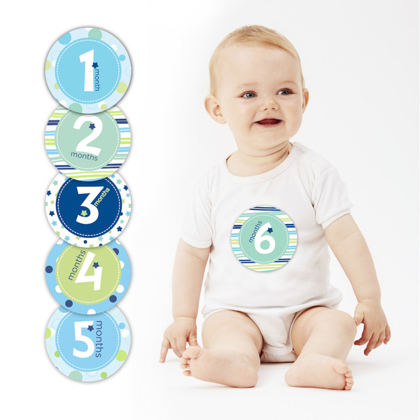 Pearhed Baby Milestone stikeri po mesecima za bebe – plavi