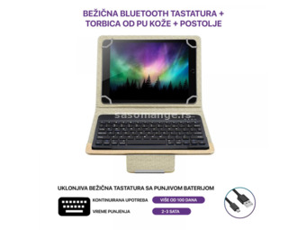 Futrola Leather 10-11 in sa bluetooth tastaturom zlatna