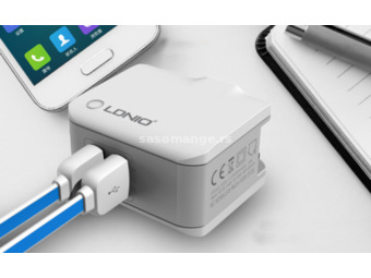 Kucni punjac LDNIO A2203 dual USB 2.4A + Type-C kabel beli