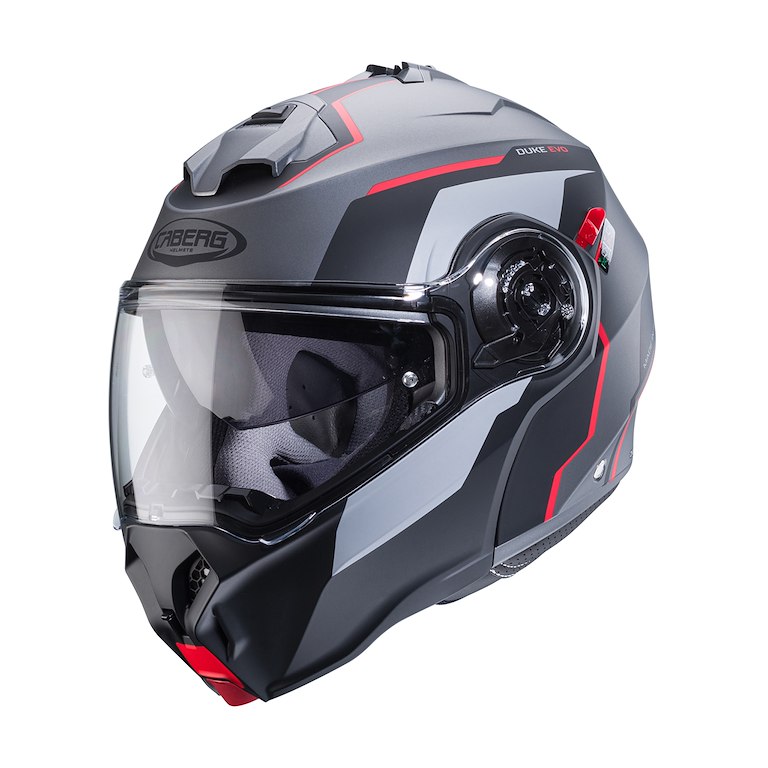 CABERG DUKE EVO MOVE MATT GUN METAL/BLACK/RED MOTO KACIGA