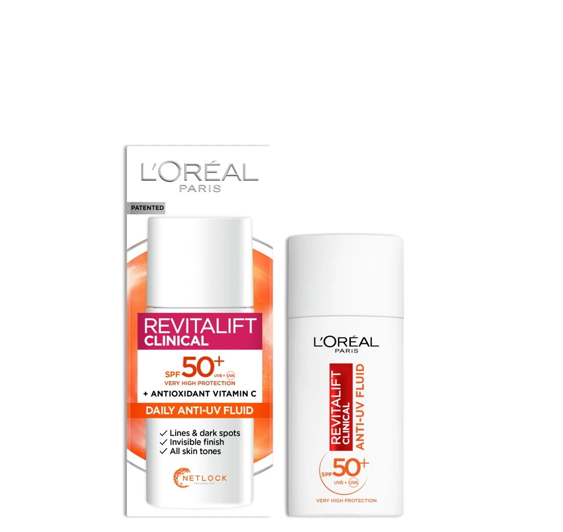 LOREAL FLUID ZA LICE 50ML REVITALIFT CLINICAL SA UV ZAŠTITOM I VITAMINOM C SPF 50+ DNEVNI