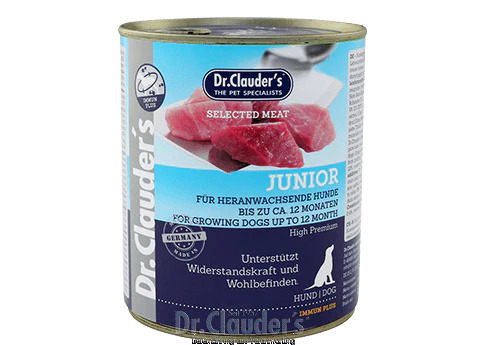 Dr. Clauders Dog selected meat Junior konzerva 800g