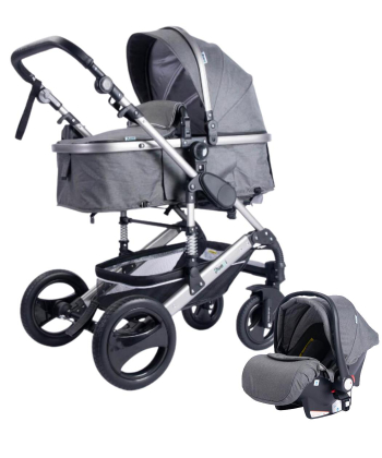 Puerri Passeggino kolica za bebe 3 u 1 - Silver&Sivi ram