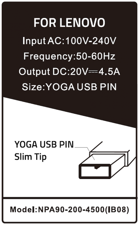 Gembird punjac za Lenovo 90W-20V-4.5A, USB Yellow PINNPA90-200-4500 (IB08) (989)