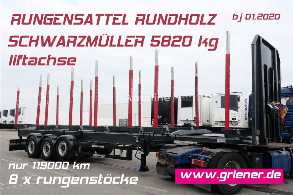 Nova Schwarzmüller Y serie /RUNGENSATTEL HOLZ ECCO STEEL 9to / 8x poluprikolica za prevoz drva