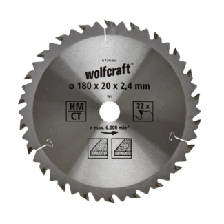Wolfcraft List kružne testere HM 180x20x2.4mm naizmenični zubi – 6734000