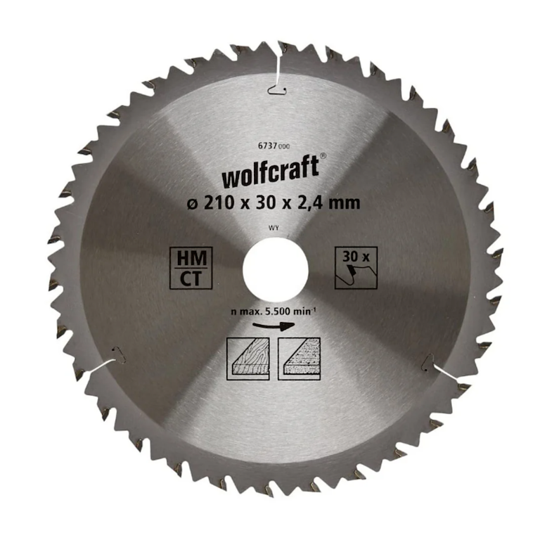 Wolfcraft List kružne testere HM 210x30x2.4mm naizmenični zubi – 6737000