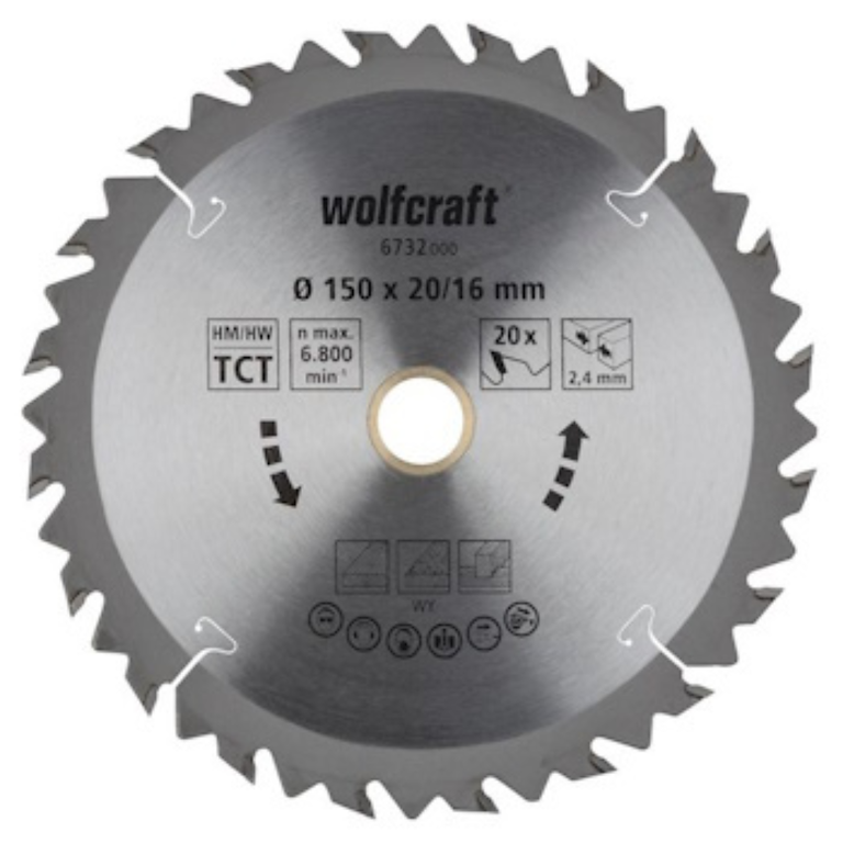 Wolfcraft List kružne testere HM Z18 150x20x2.4mm naizmenični zubi – 6732000