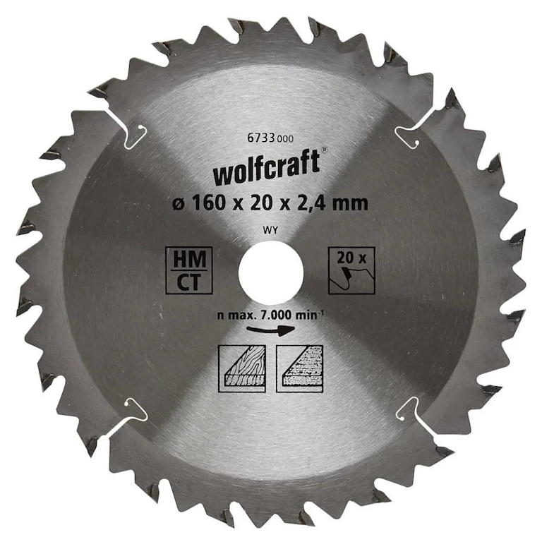 Wolfcraft List kružne testere HM Z18 160x20x2.4mm naizmenični zubi – 6733000