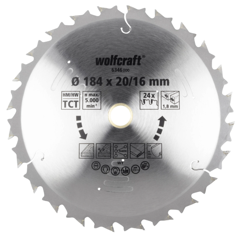 Wolfcraft List kružne testere za drvo, 184 x 20 x 1.8 mm – 6346000