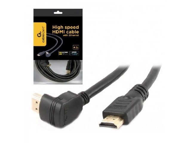 CC-HDMI490-15 Gembird HDMI kabl 4K UHD, Ethernet, konektor pod uglom 90 stepeni 4,5m