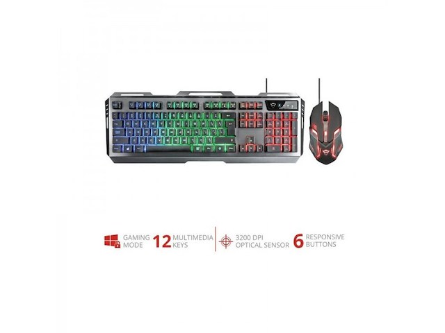 Tastatura+miš TRUST GXT 845 Tural žični set/gaming/srebrna