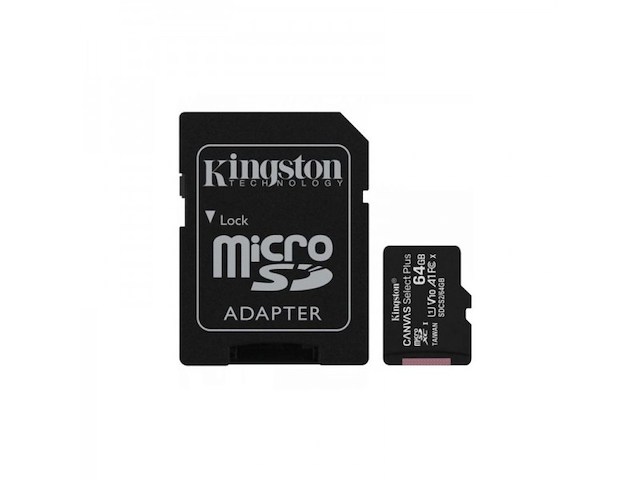 Memorije kartice KINGSTON SDCS2/64GB/microSDXC/64GB/Class10 U1/80MB/s-10MB/s+adapter