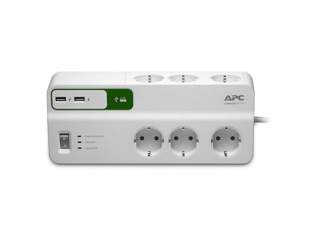 UPS, APC, 6 outlets, with 5V, 2.4A 2 port USB charger, 230V, Germany