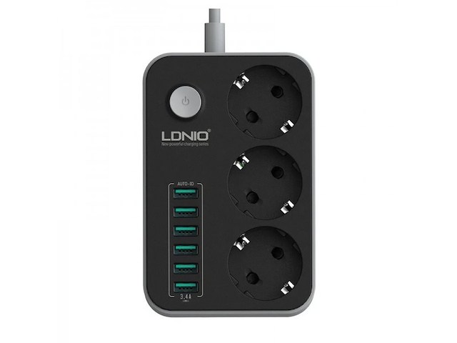 Produzni kabl LDNIO SE3631 3 uticnice 6xUSB 2m