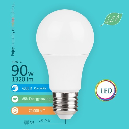 E27 15W A60 4000K LED ECO sijalica 220-240V Mitea Lighting