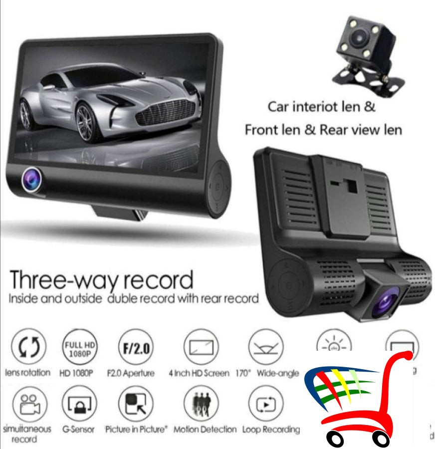 Auto kamera 3 u 1 Auto kamera Full HD unutrasnja i zadnja – Auto kamera 3 u 1 Auto kamera Full HD unutrasnja i zadnja