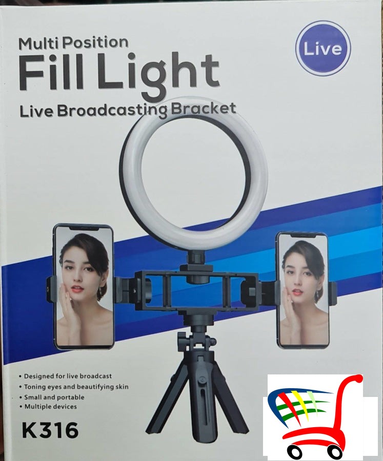 Led svetlo sa dva držača za telefone K316 – Ring light – Led svetlo sa dva držača za telefone K316 – Ring light