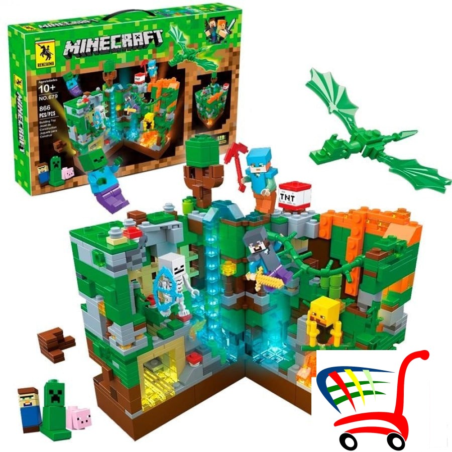 Minecraft lego dzungla 803 delova sa LED lampom – Minecraft lego dzungla 803 delova sa LED lampom