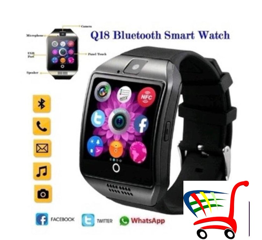 Pametni Sat Q18 smart watch CRNI Telefon Sim Kamera – Pametni Sat Q18 smart watch CRNI Telefon Sim Kamera
