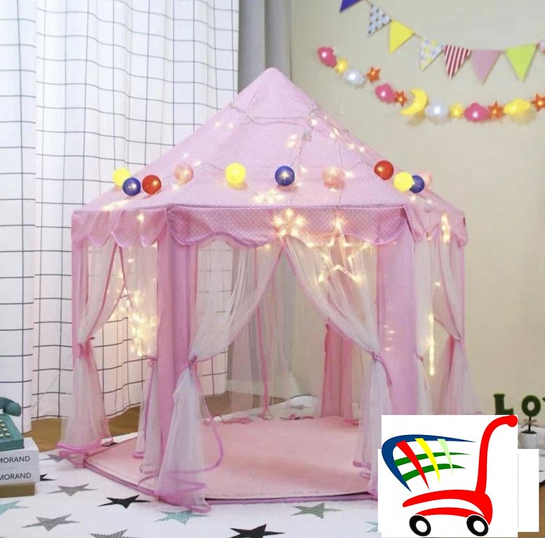Princes šator sa baldahinom u roze boji 140×135 – Princes šator sa baldahinom u roze boji 140×135