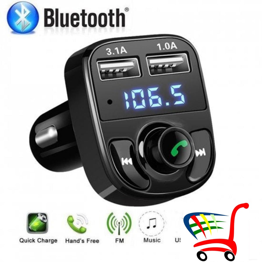 X8 Dvostruki USB Punjač i Transmiter Za AUTO FM, MP3 Plejer – X8 Dvostruki USB Punjač i Transmiter Za AUTO FM, MP3 Plejer