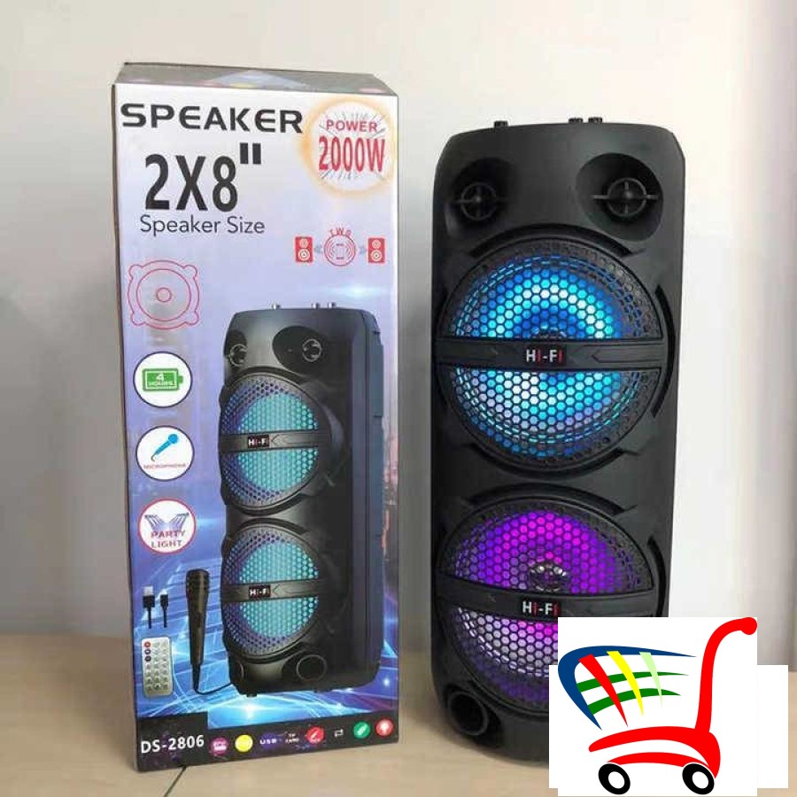 Zvučnik Bluetooth karaoke 2×8″-DS 2806 – Zvučnik Bluetooth karaoke 2×8″-DS 2806
