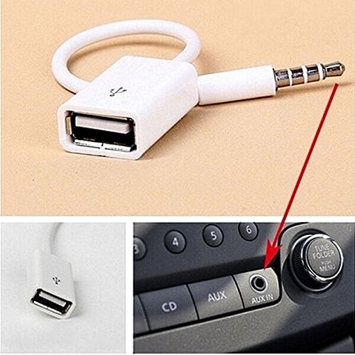 USB na AUX adapter za automobil beli 17cm A017