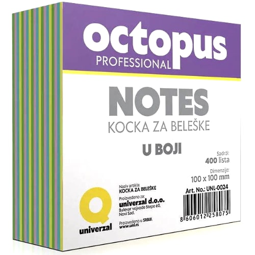 Kocka papir za beleške 10x10cm u boji 400lista 2300 Ostopus UNL-0024