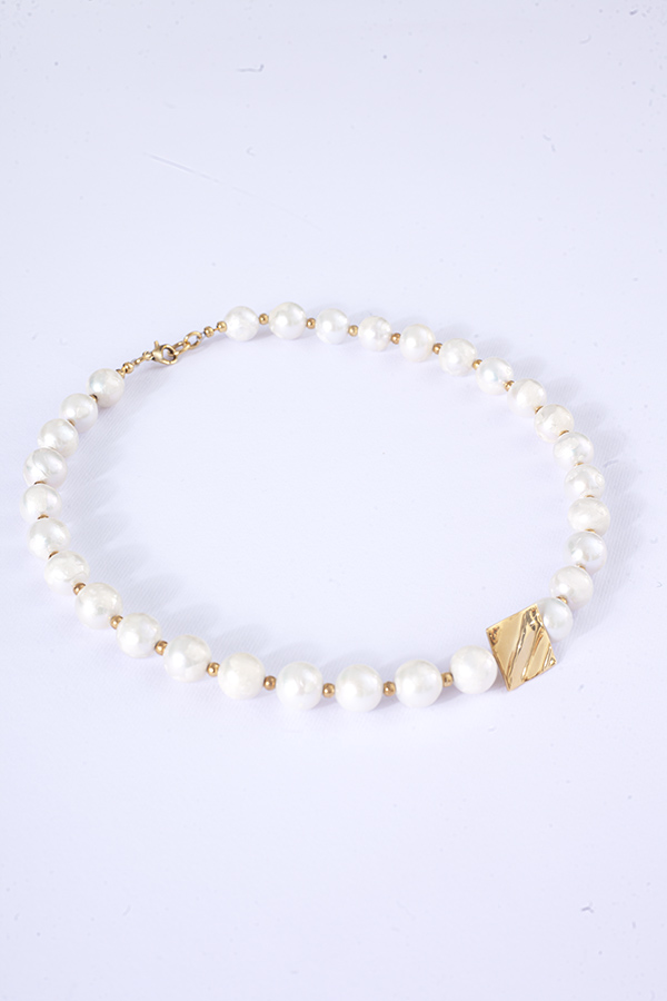 Pearl Necklace , signature design 24ct Gold plated and Freshwater Pearls