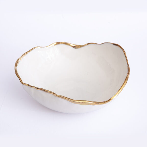 Bowl Handmade translucent Porcelain with Gold Finsh