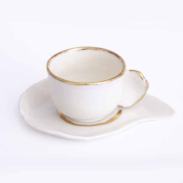 Orchid Espresso Cup Handmade translucent Porcelain with Gold finish