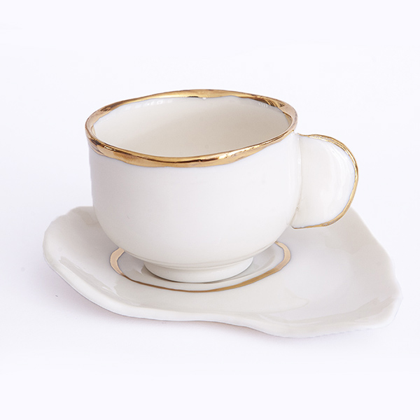 Orchid Coffee Cup Handmade highest quality translucent Porcelain with gold finish