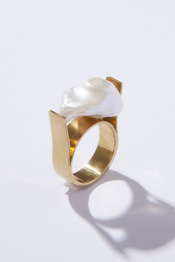 Baroque Pearl Ring handmade 24ct Gold Plated