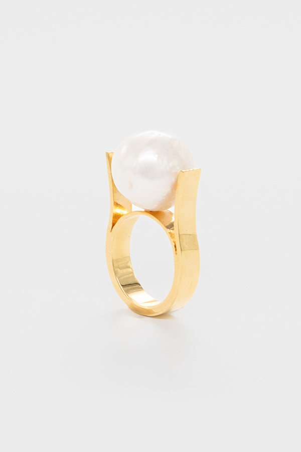 Baroque Pearl Ring handmade 24ct Gold Plated