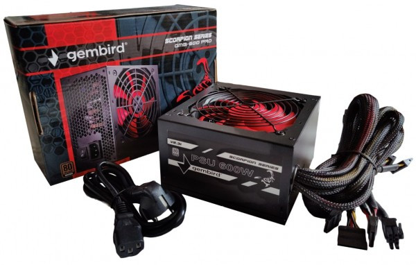 GMB-600-PRO* Gembird napajanje 600W 80+BRONZE, PFC,12cm FAN, 20+4pin, 2x4pin,2x 6+2pin, 5xSATA (3299