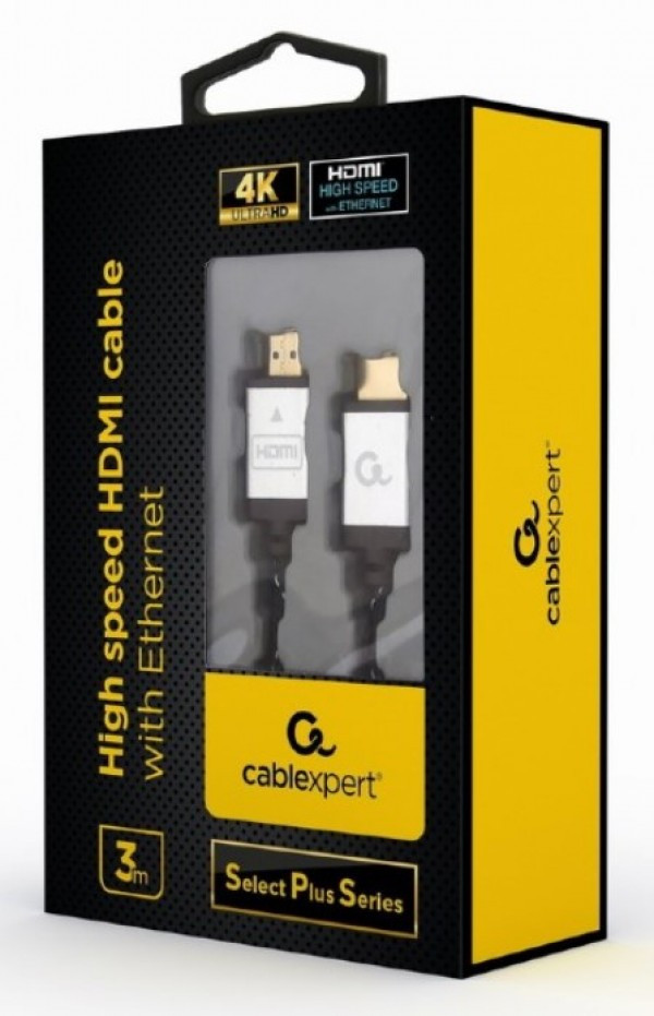 CCB-HDMIL-3M Gembird HDMI kabl, High speed,ethernet support 3D/4K TV Select Plus Series blister 3m