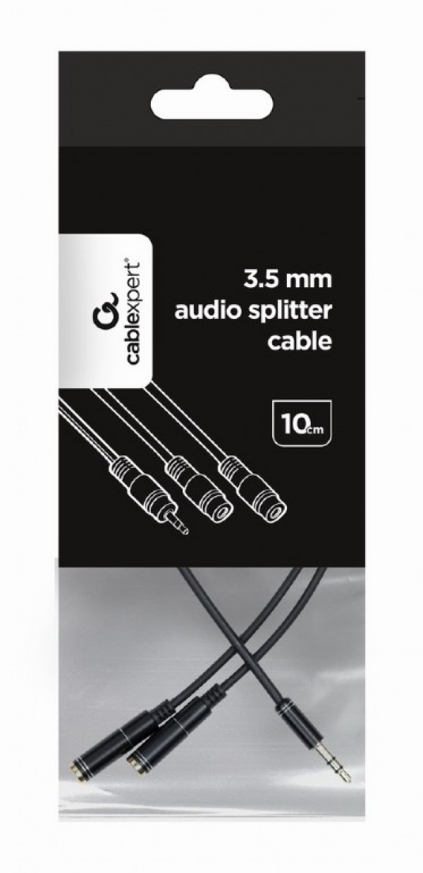 CCA-415-0.1M Gembird 3.5mm stereo plug to 2X3.5mm stereo socket 10cm audio splitter kabl