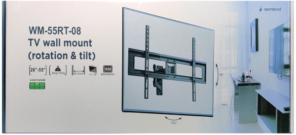 WM-55RT-08 ** Gembird rotate/tilt VESA max.40x40cm 26-55 max.45kg (1100)