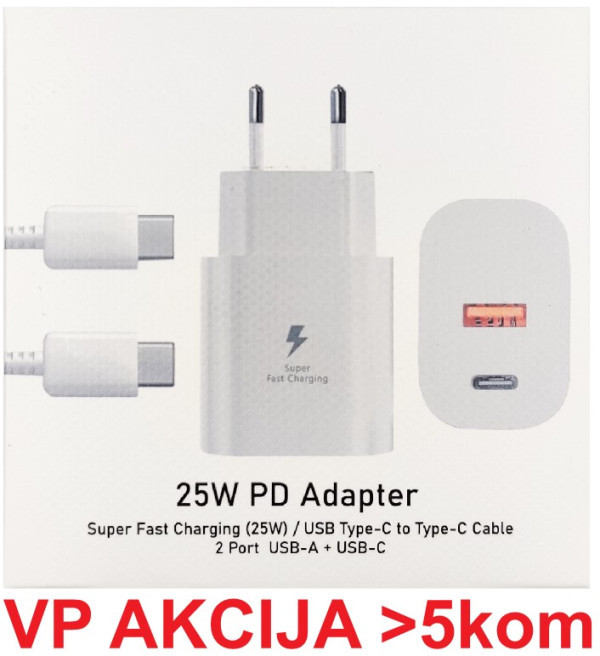 NPA-AC44 ** Gembird QC3.0 brzi punjac USB+Type C konektor,25W DC 5V/3A ili 9V/2,77A (679)