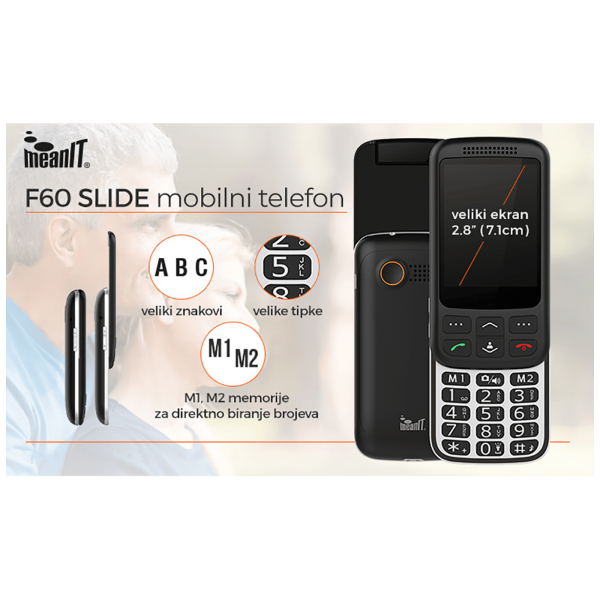 Mobilni telefon F60 SLIDE , 2.8 ekran ( 7.1 cm ), Dual SIM