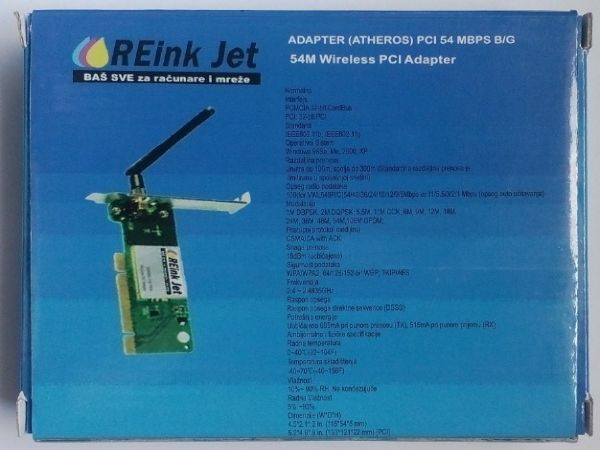 ReinkJet PCI 2,4GHz 54Mbps B/G Atheros RWL548P sa ugradjenom fiksnom antenom