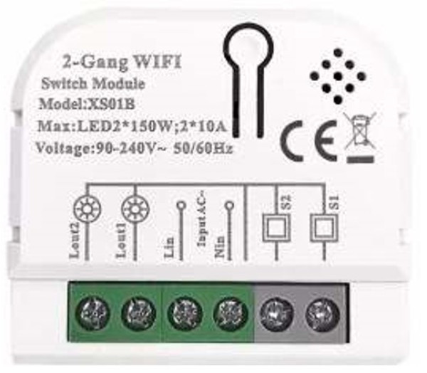 SMART-2GANG SMART-2GANG- Tuya Wifi DIY Self-locking Remote Control Smart Switch Relay Module DC 5V/7