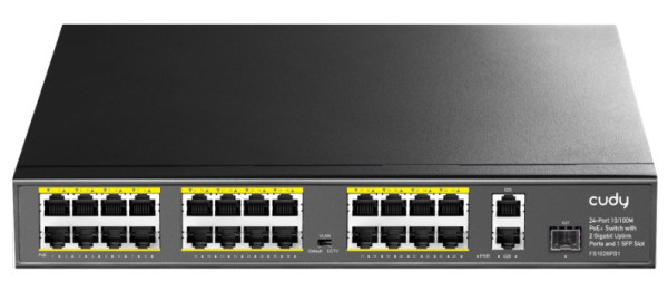 Cudy FS1026PS1 24-Port 10/100M PoE+ Switch, 2Gbit Uplink + 1 Gbit Combo SFP Port, 300W(PFS4226-24ET-